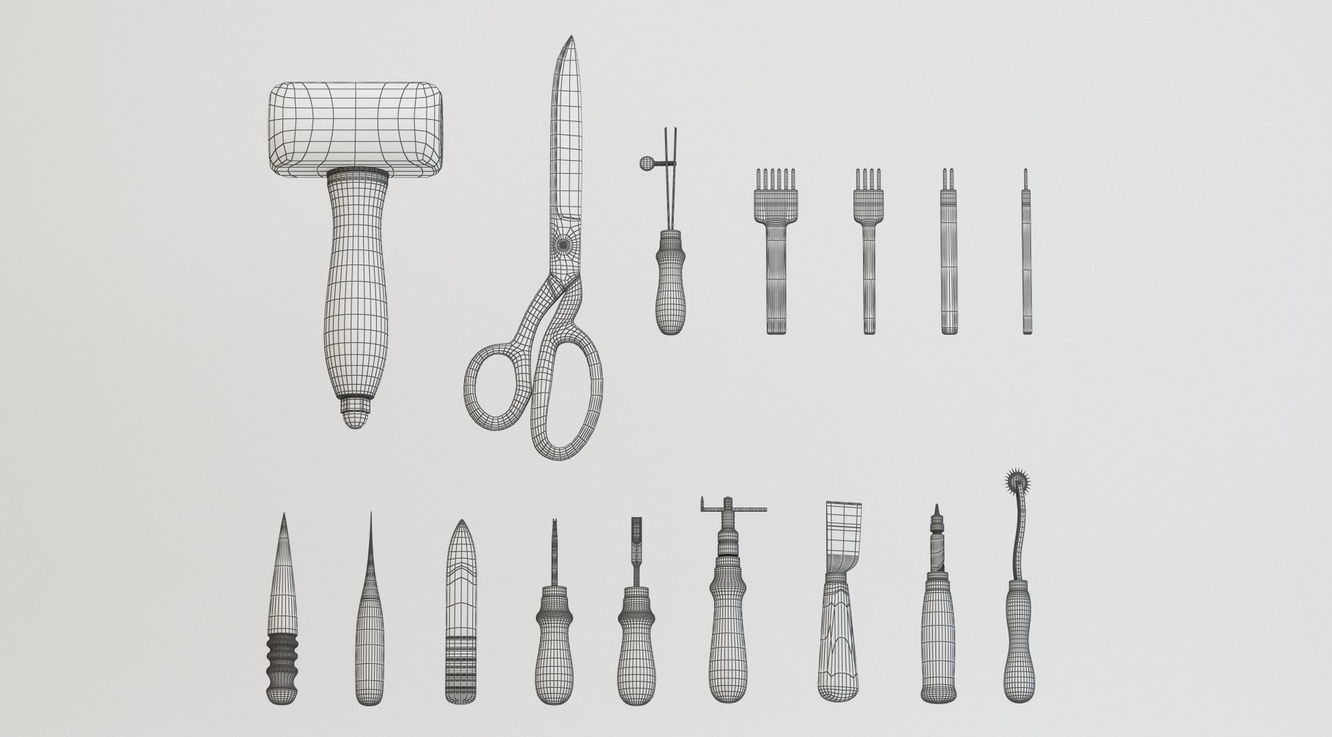 3D leather craft hand tools model - TurboSquid 1572132