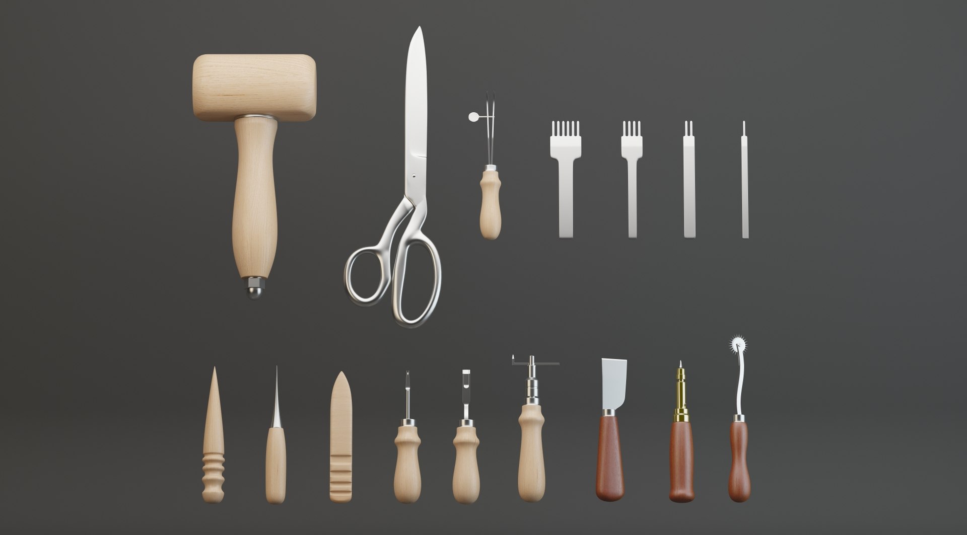 3D Leather Craft Hand Tools Model - TurboSquid 1572132