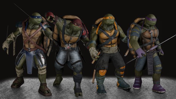 3d cartoon turtle rig model
