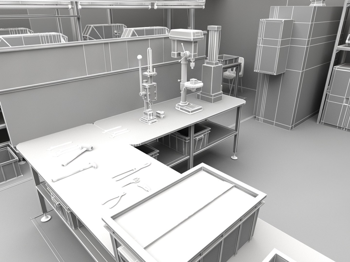 3D factory interior scene equipment model - TurboSquid 1392950