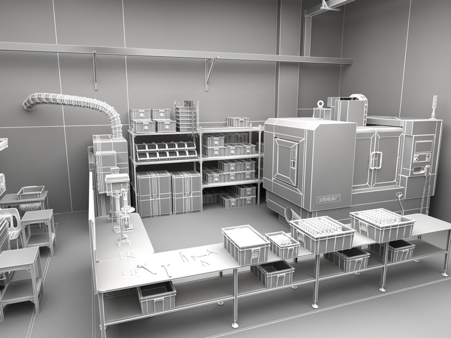 3D factory interior scene equipment model - TurboSquid 1392950