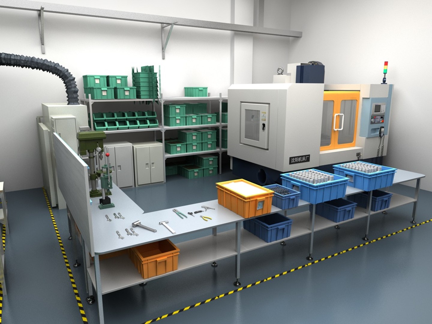 3D Factory Interior Scene Equipment Model - TurboSquid 1392950