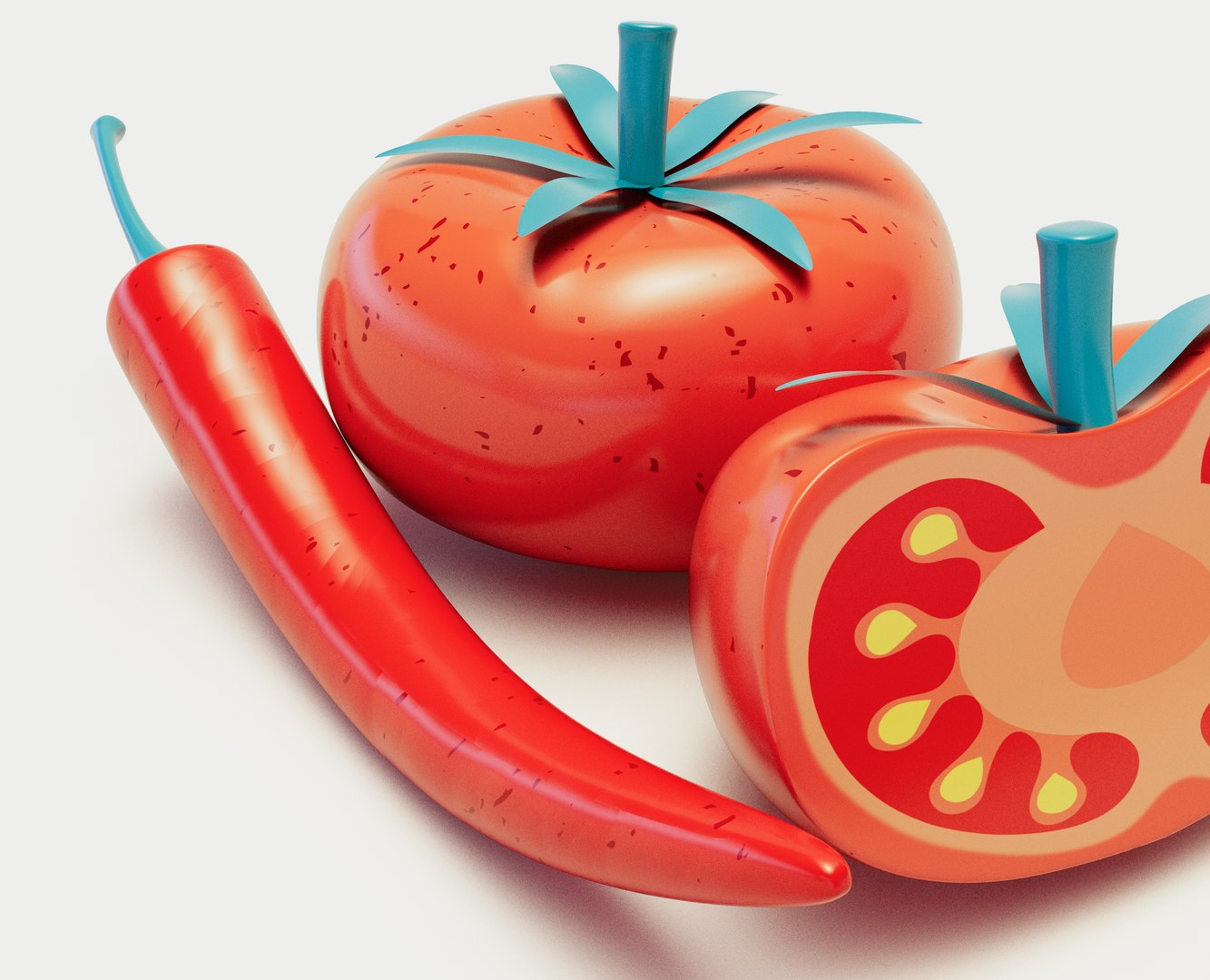 Stylized Tomato And Chilli Model - TurboSquid 2189337