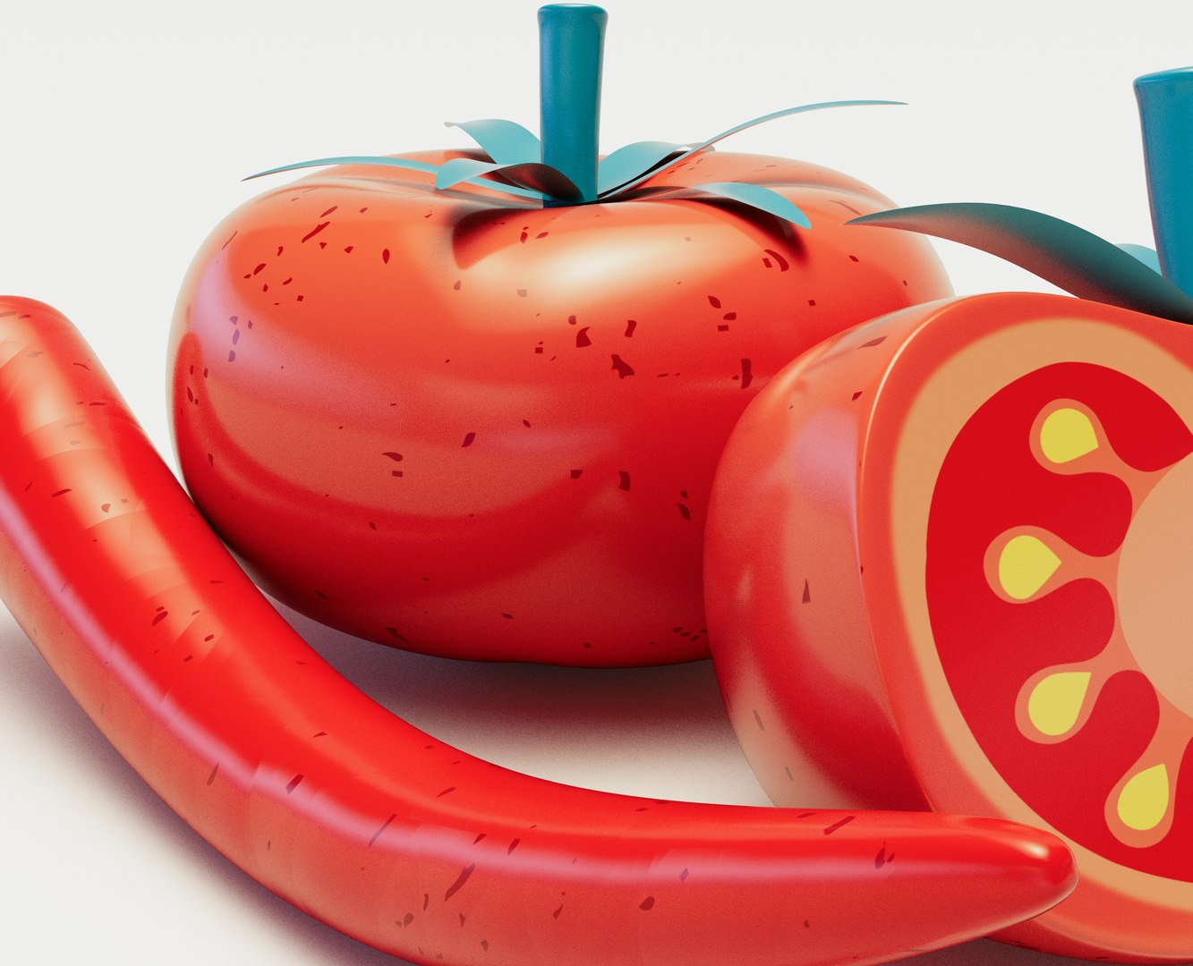 Stylized Tomato And Chilli Model - TurboSquid 2189337