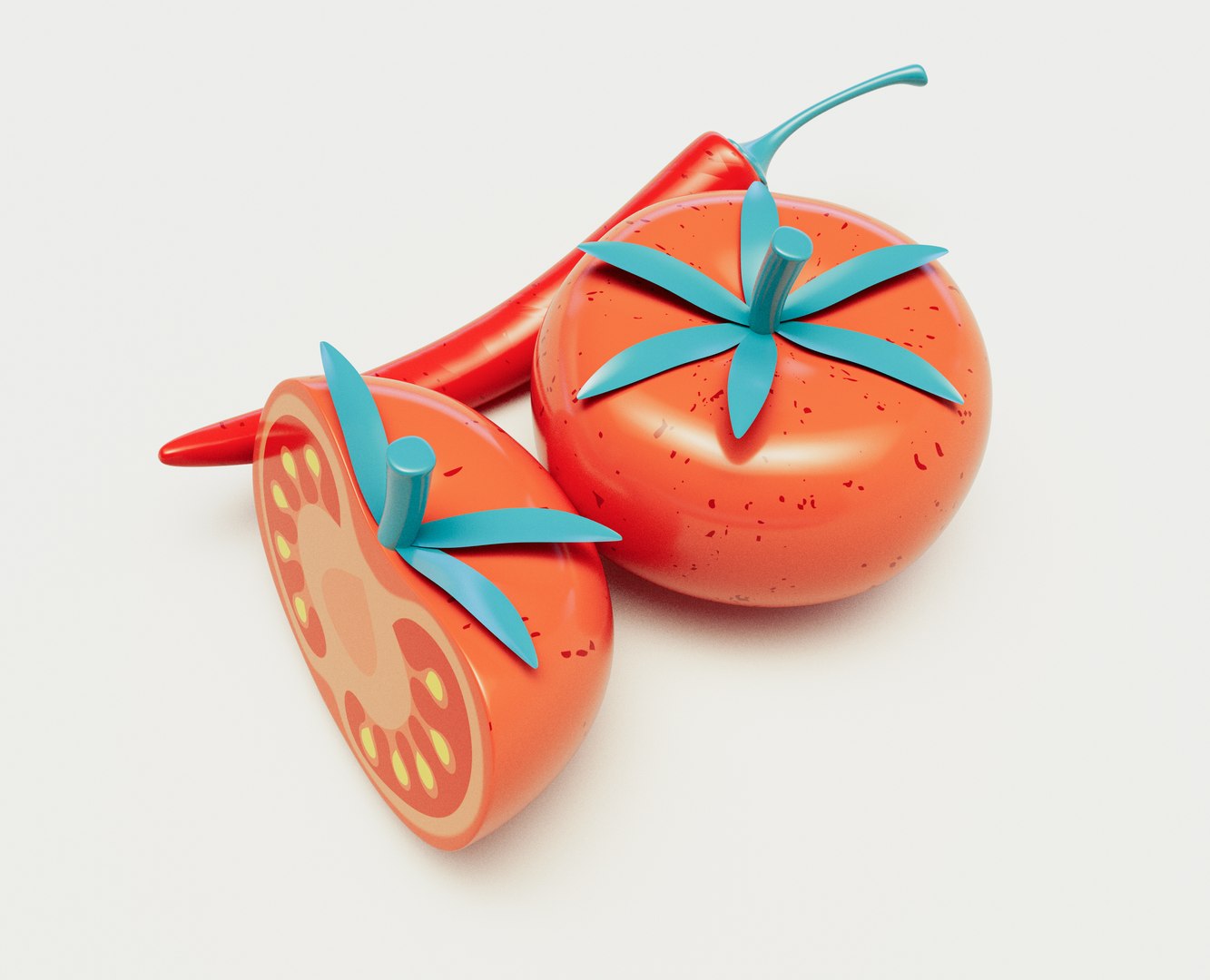 Stylized Tomato And Chilli Model - TurboSquid 2189337
