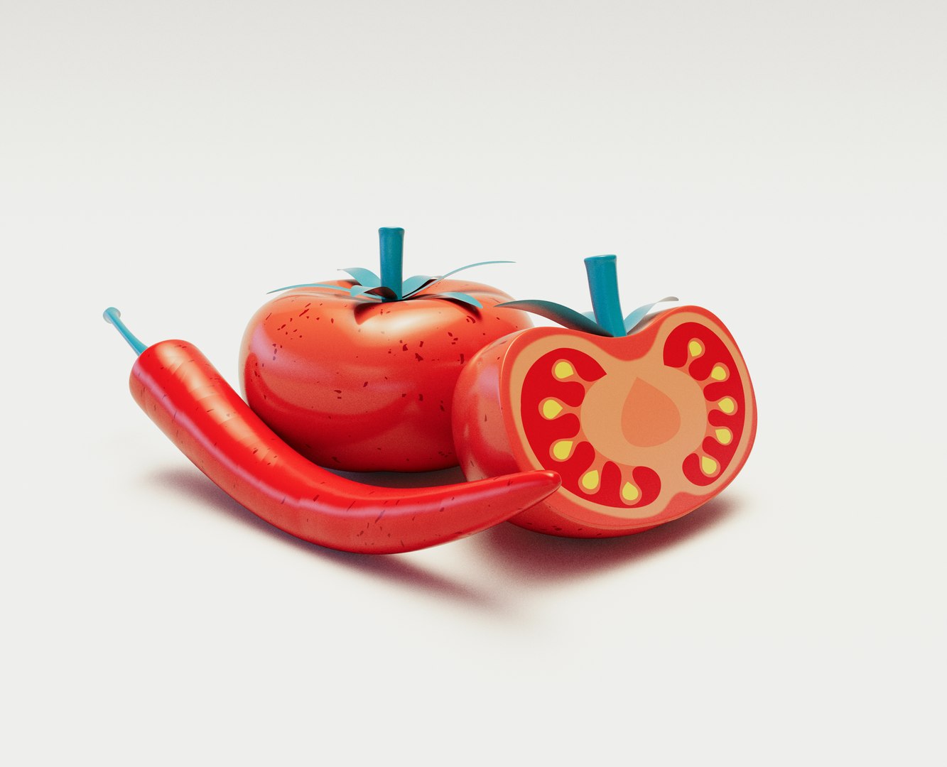 Stylized Tomato And Chilli Model - TurboSquid 2189337