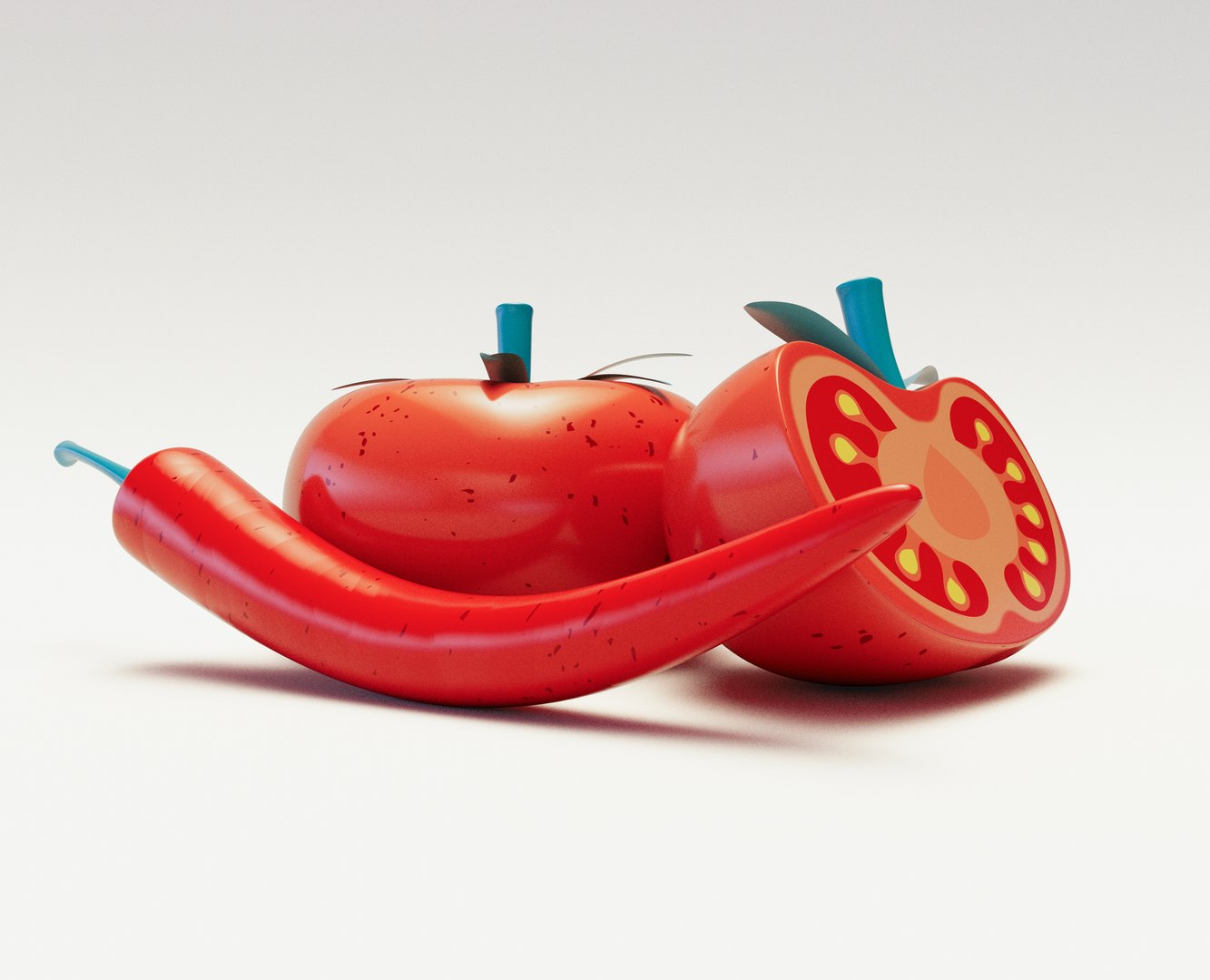 Stylized Tomato And Chilli Model - TurboSquid 2189337