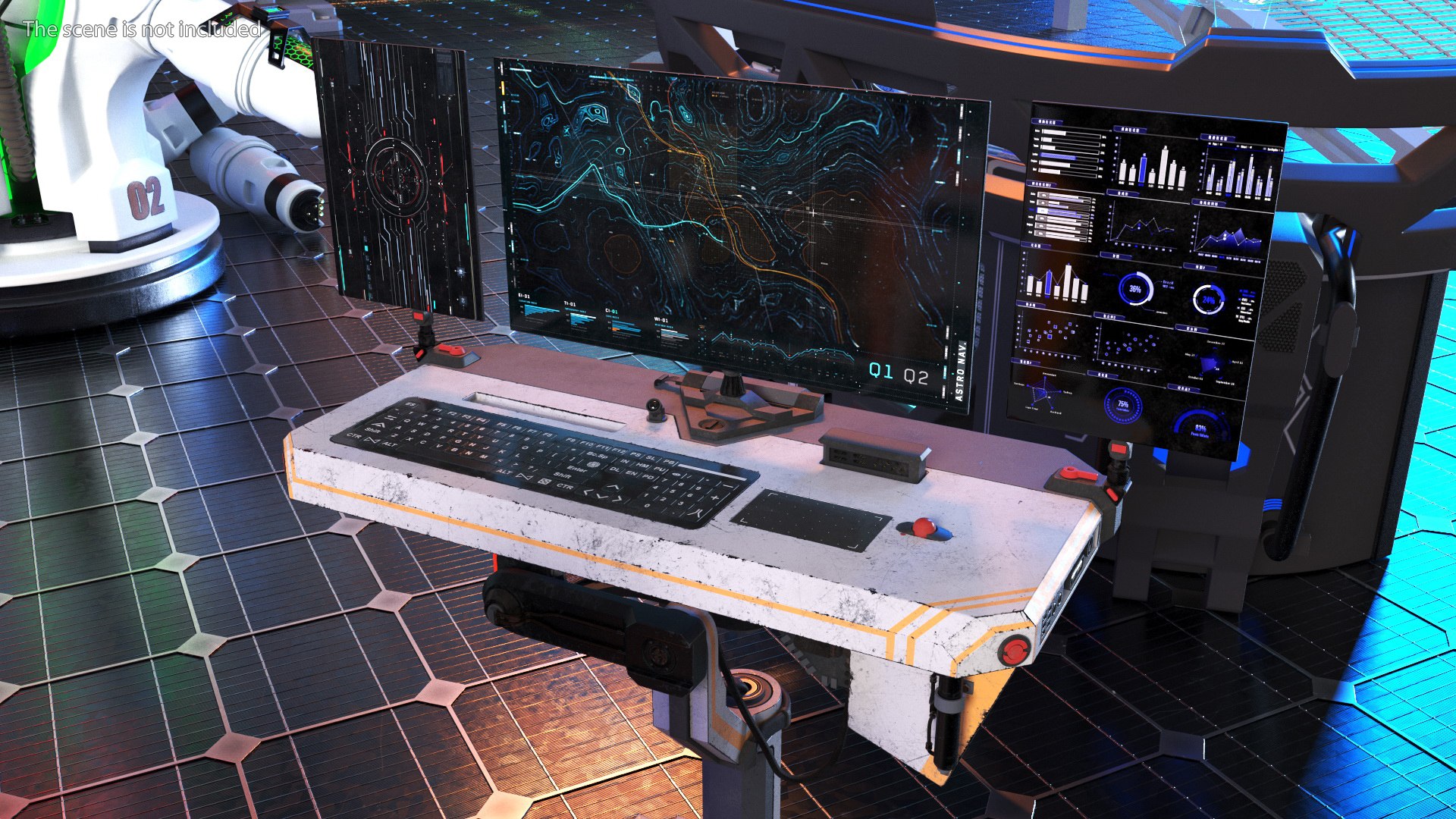 3D Sci-fi Computer and Pilot Chair - TurboSquid 2133671