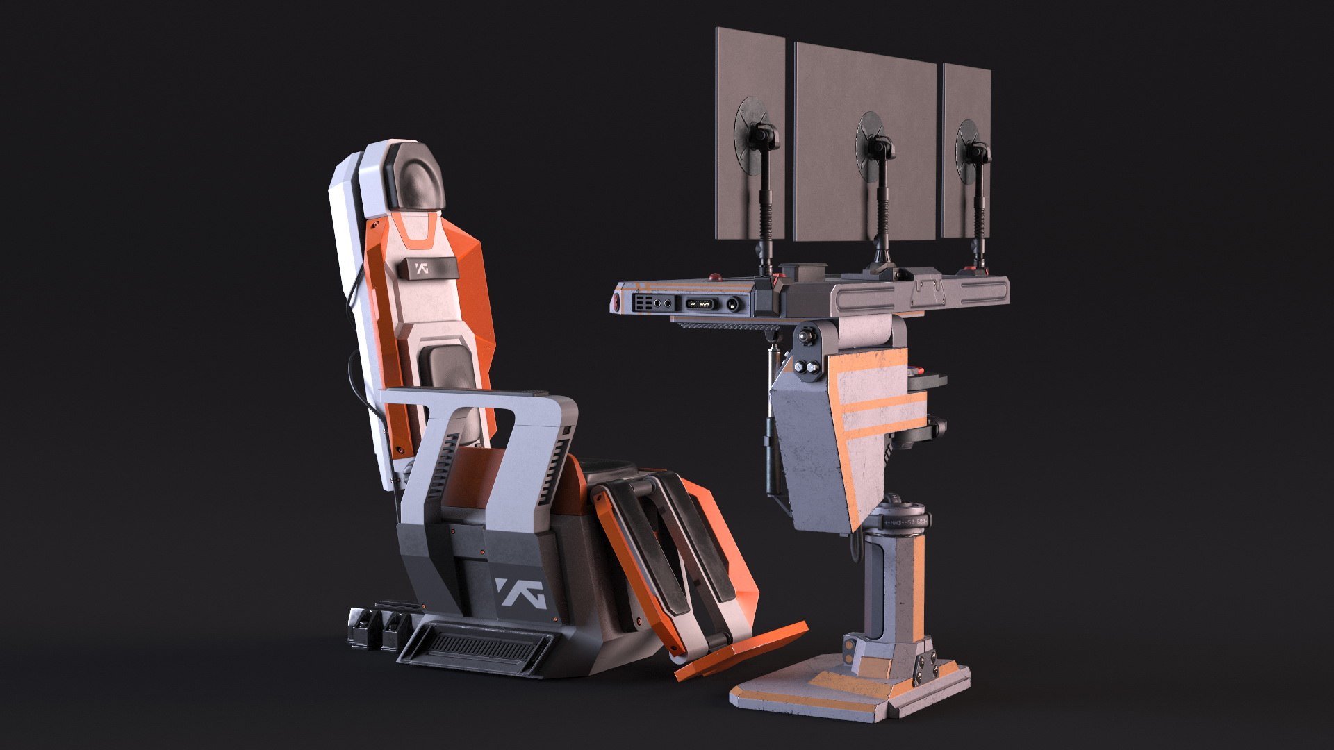 3D Sci-fi Computer and Pilot Chair - TurboSquid 2133671