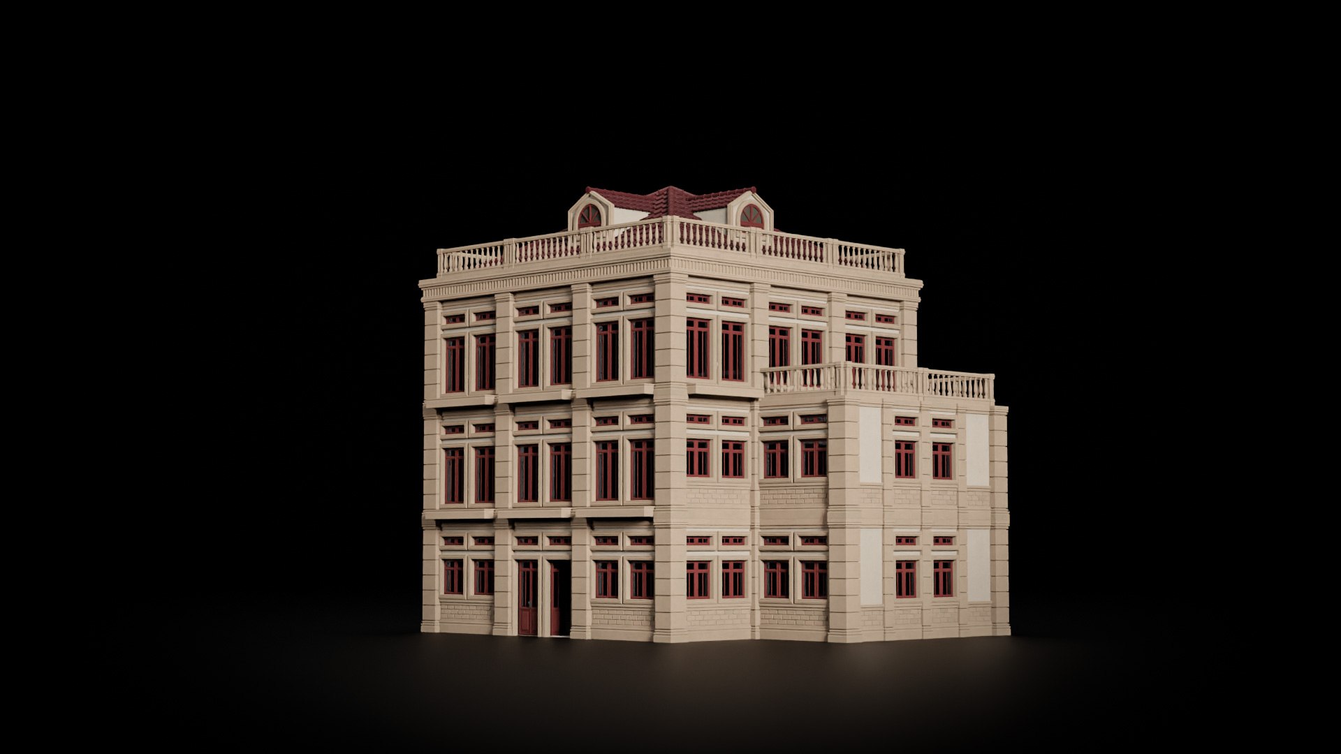 CLASSIC EUROPEAN KITBASH 01 MODULAR BUILDING WITH INTERIOR 3D Model ...