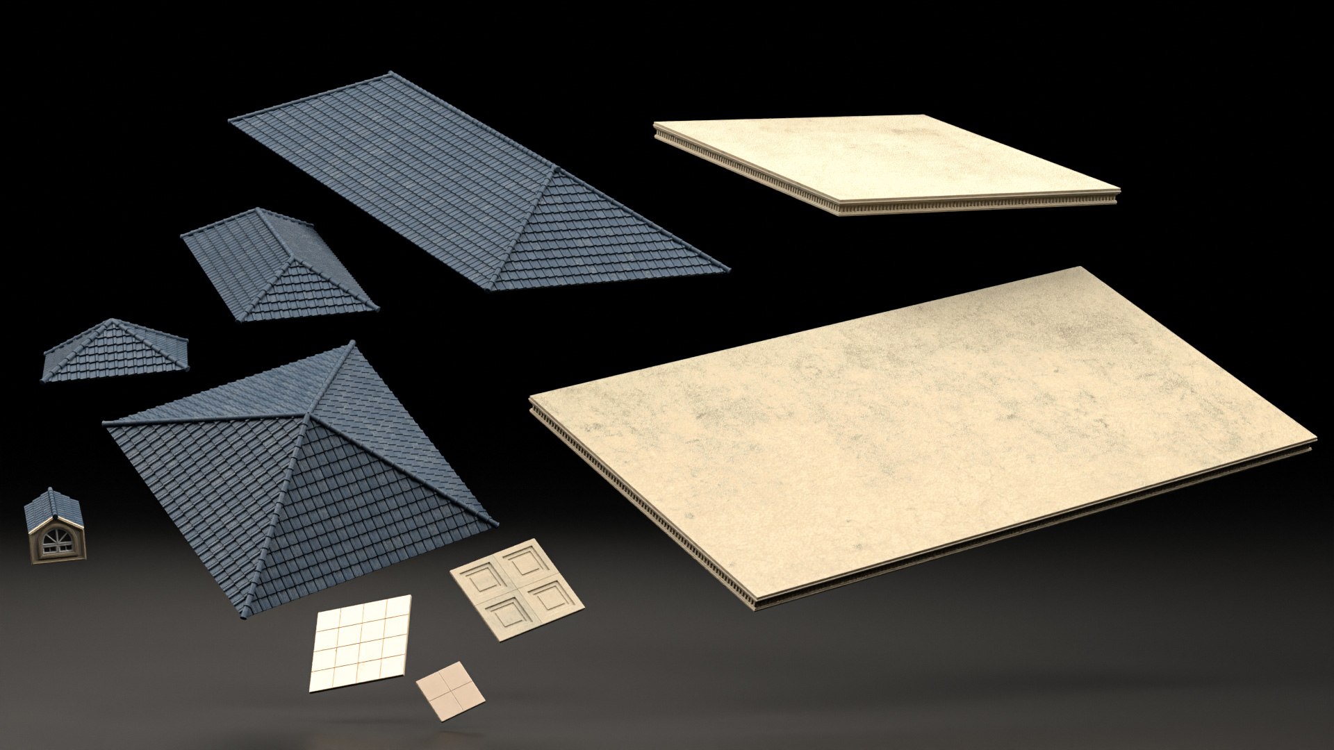 CLASSIC EUROPEAN KITBASH 01 MODULAR BUILDING WITH INTERIOR 3D Model ...