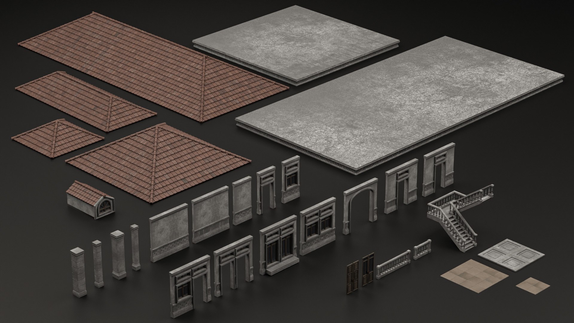 CLASSIC EUROPEAN KITBASH 01 MODULAR BUILDING WITH INTERIOR 3D Model ...