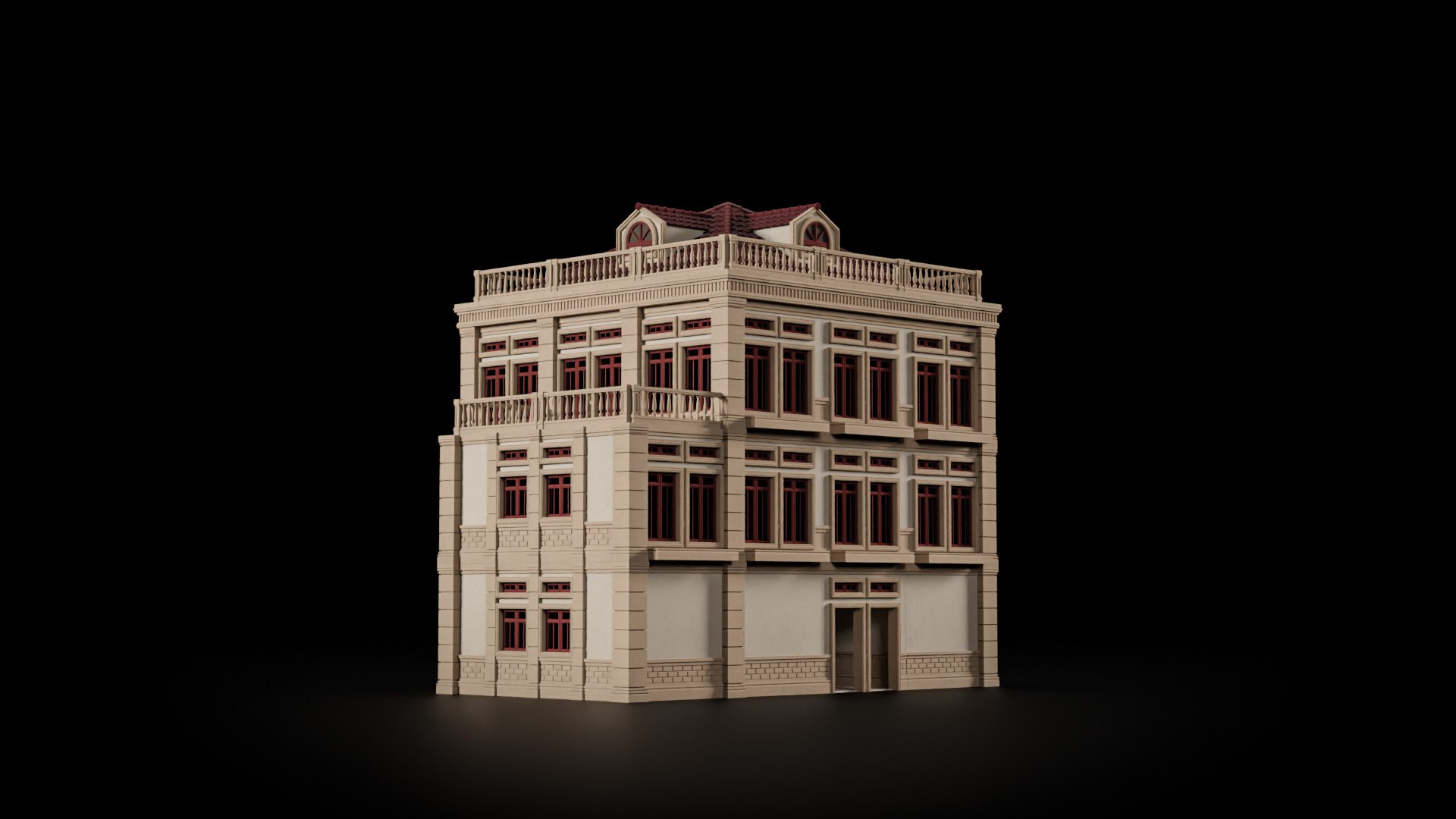 CLASSIC EUROPEAN KITBASH 01 MODULAR BUILDING WITH INTERIOR 3D Model ...