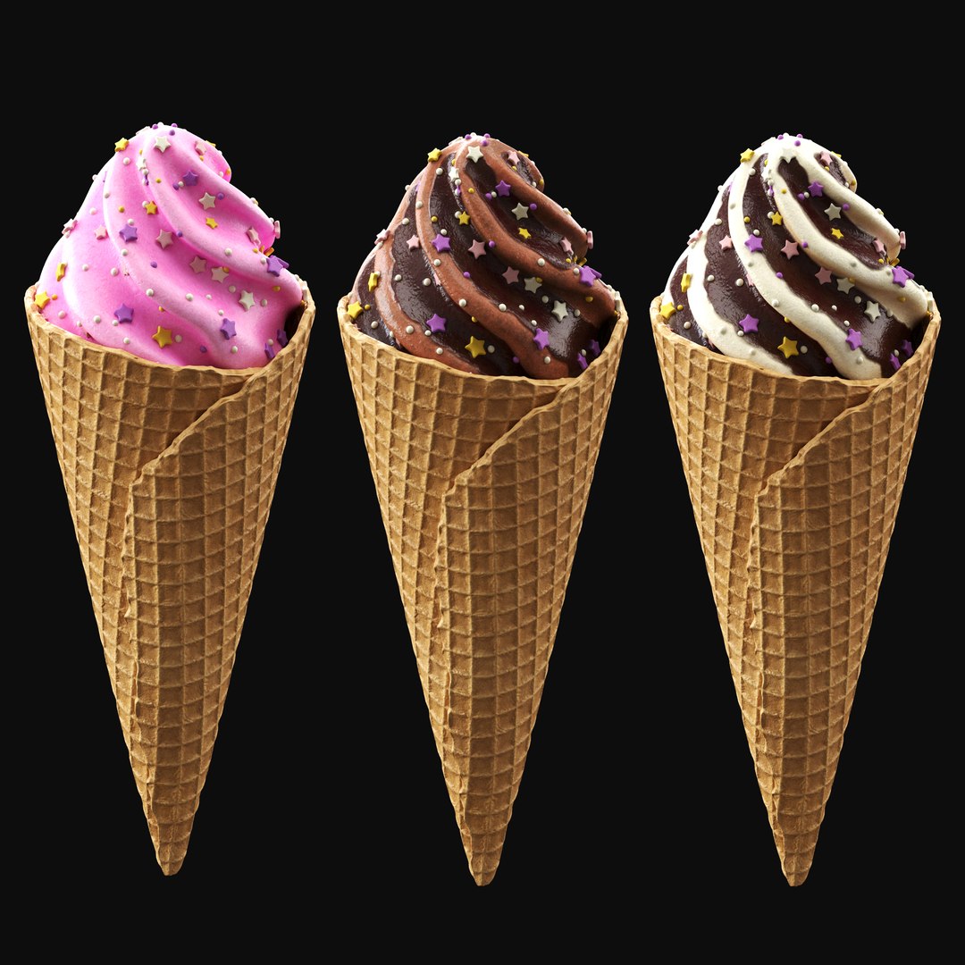 Ice Cream Cones With Topping 3D Model - TurboSquid 2232965