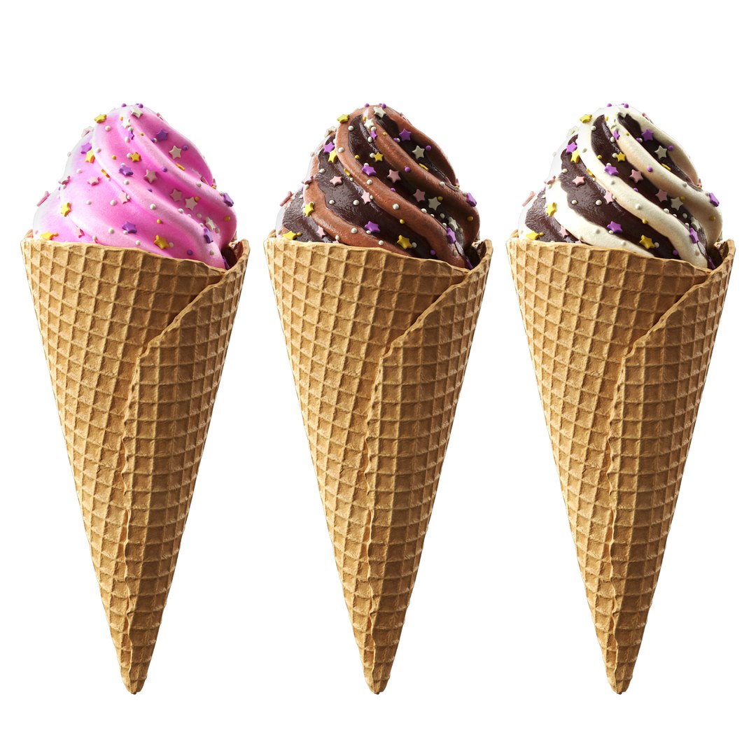 Ice Cream Cones With Topping 3D Model - TurboSquid 2232965