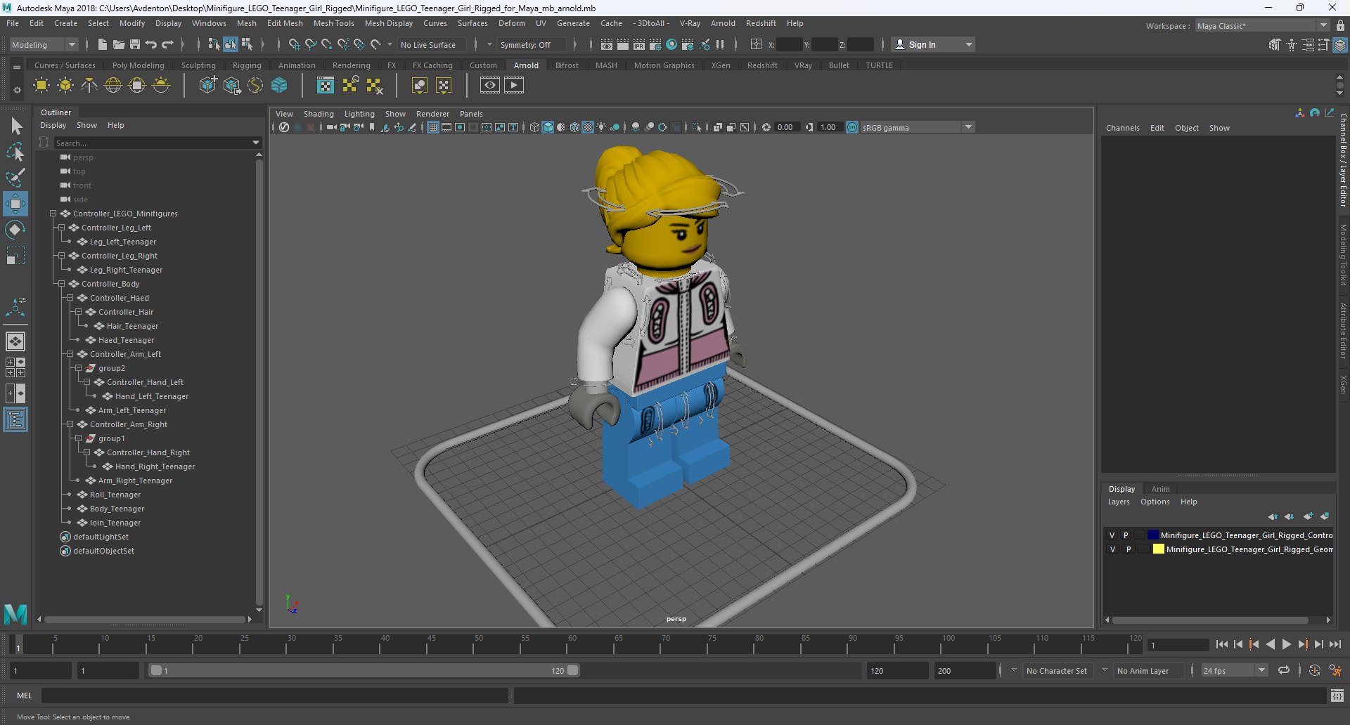 3D Minifigure LEGO Teenager Girl Rigged For Maya Model - TurboSquid 2294247