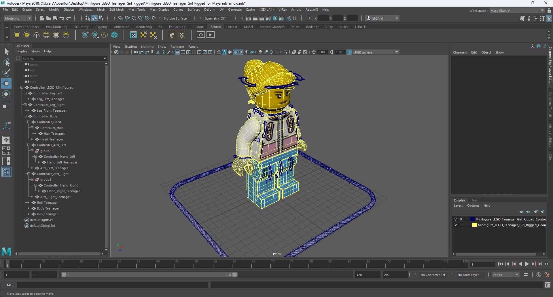 3D Minifigure LEGO Teenager Girl Rigged For Maya Model - TurboSquid 2294247