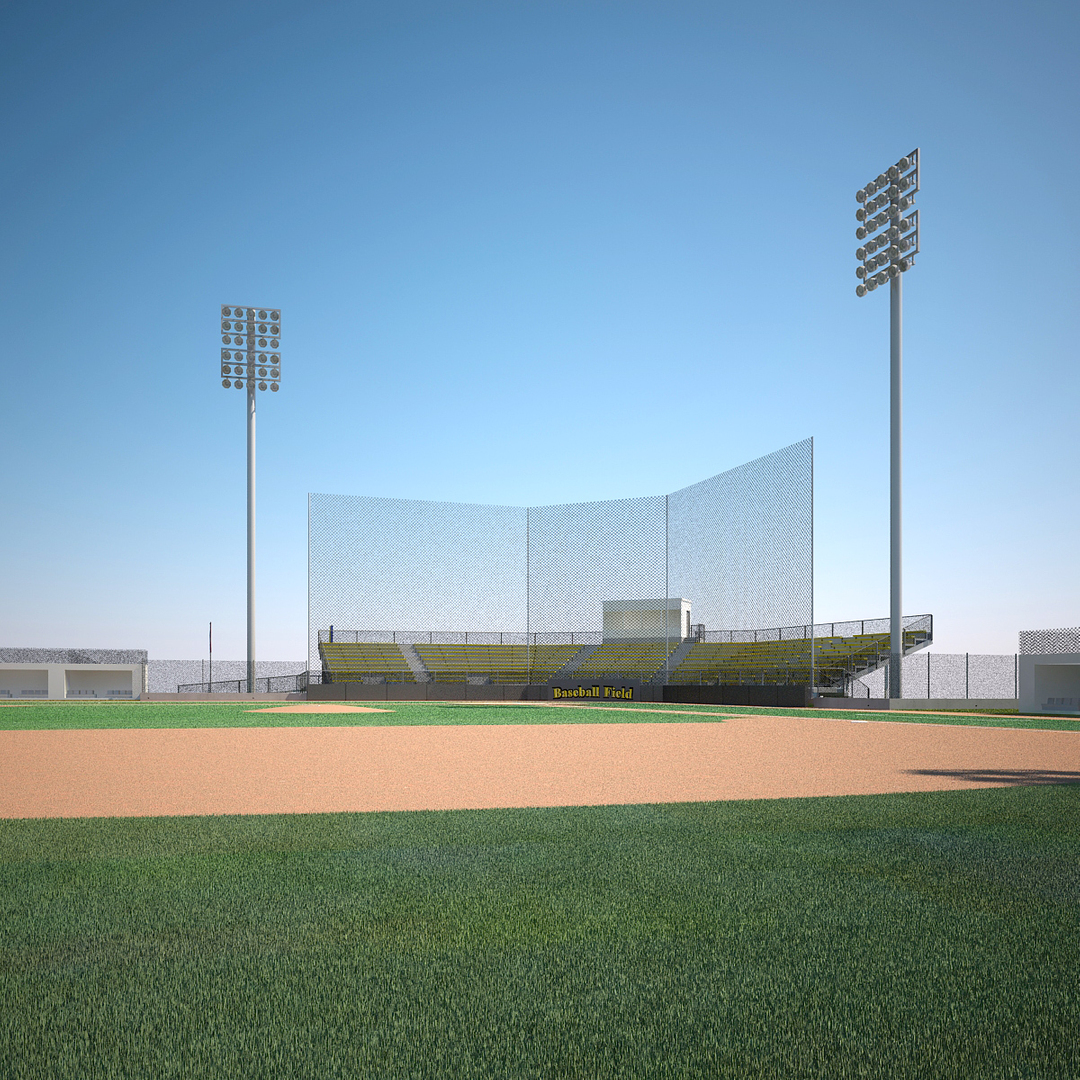 3d university baseball field model