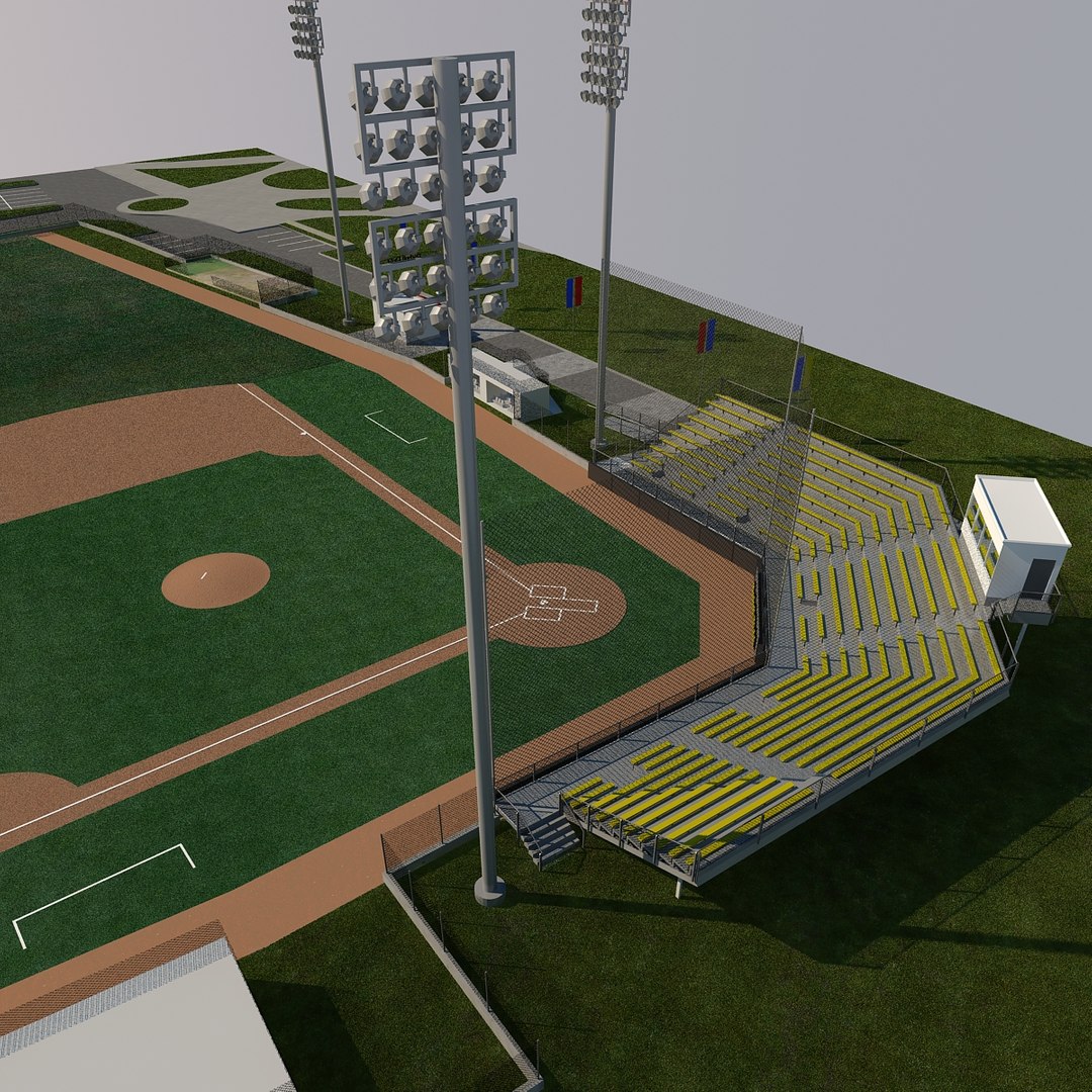 3d University Baseball Field Model