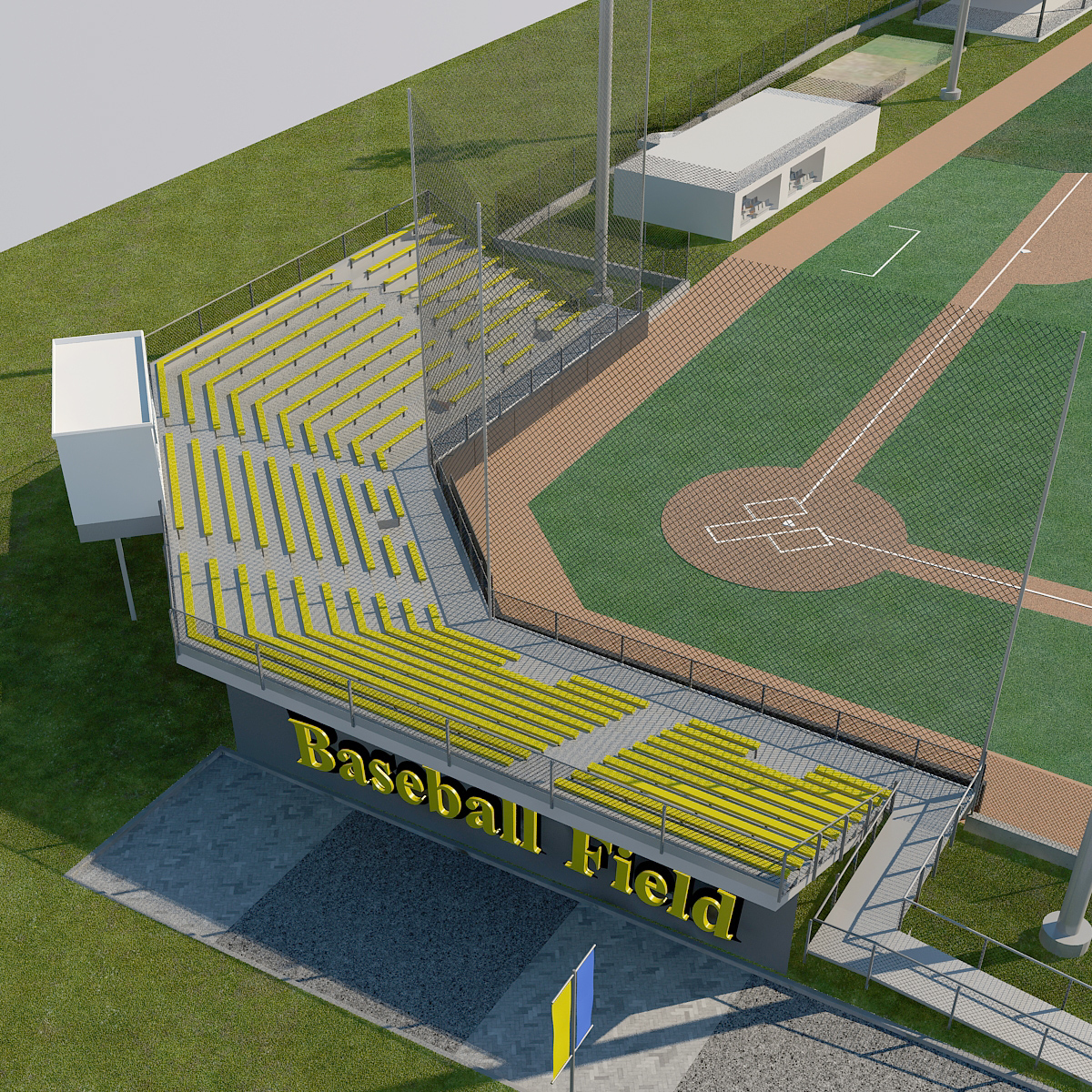 3d university baseball field model