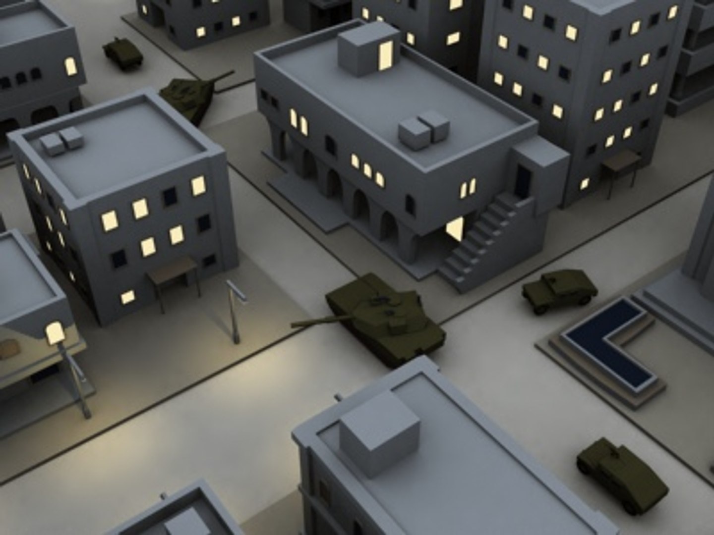 3d Urban Combat Buildings Stage-01 Model