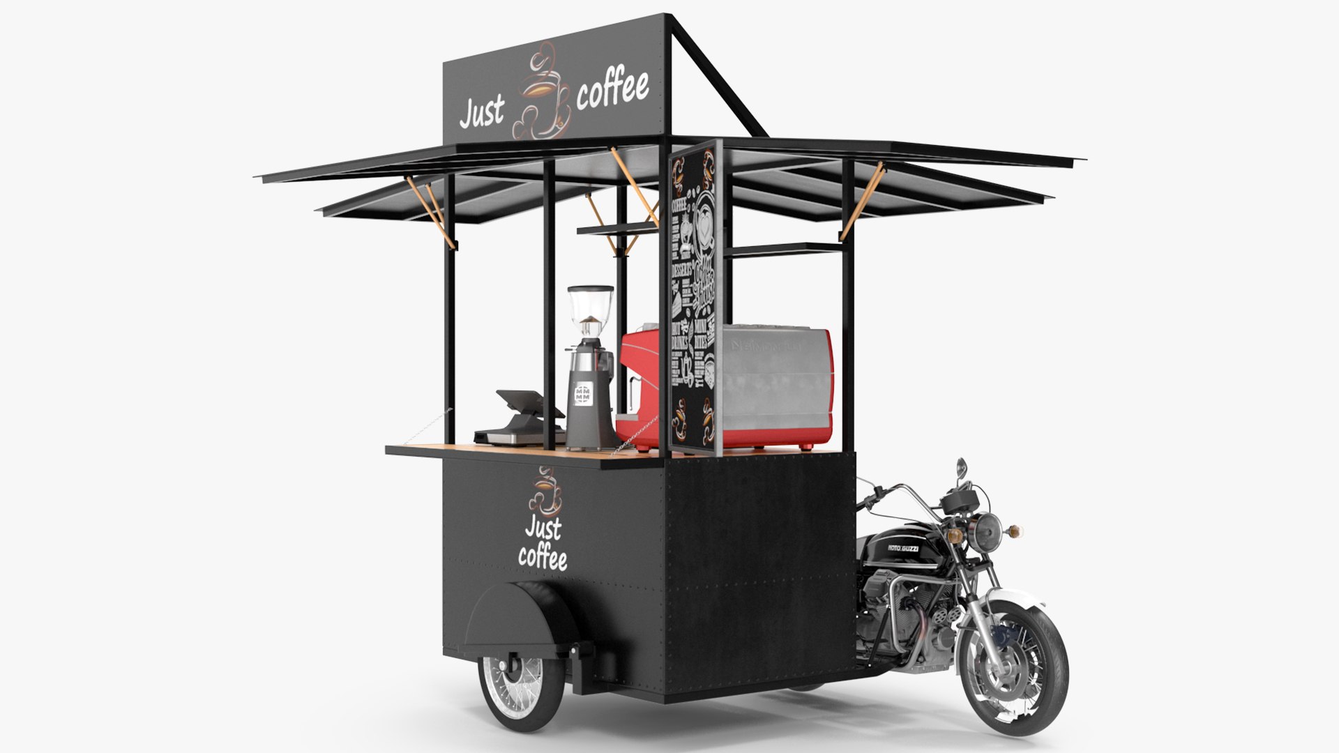Street Coffee Kiosk with Motorcycle 3D model - TurboSquid 2042703