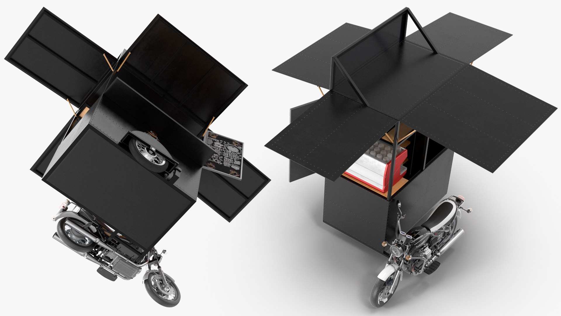 Street Coffee Kiosk with Motorcycle 3D model - TurboSquid 2042703