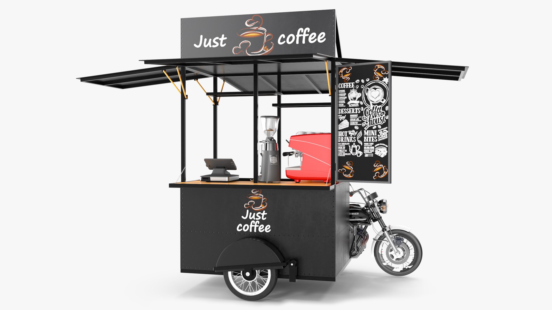 Street Coffee Kiosk with Motorcycle 3D model - TurboSquid 2042703