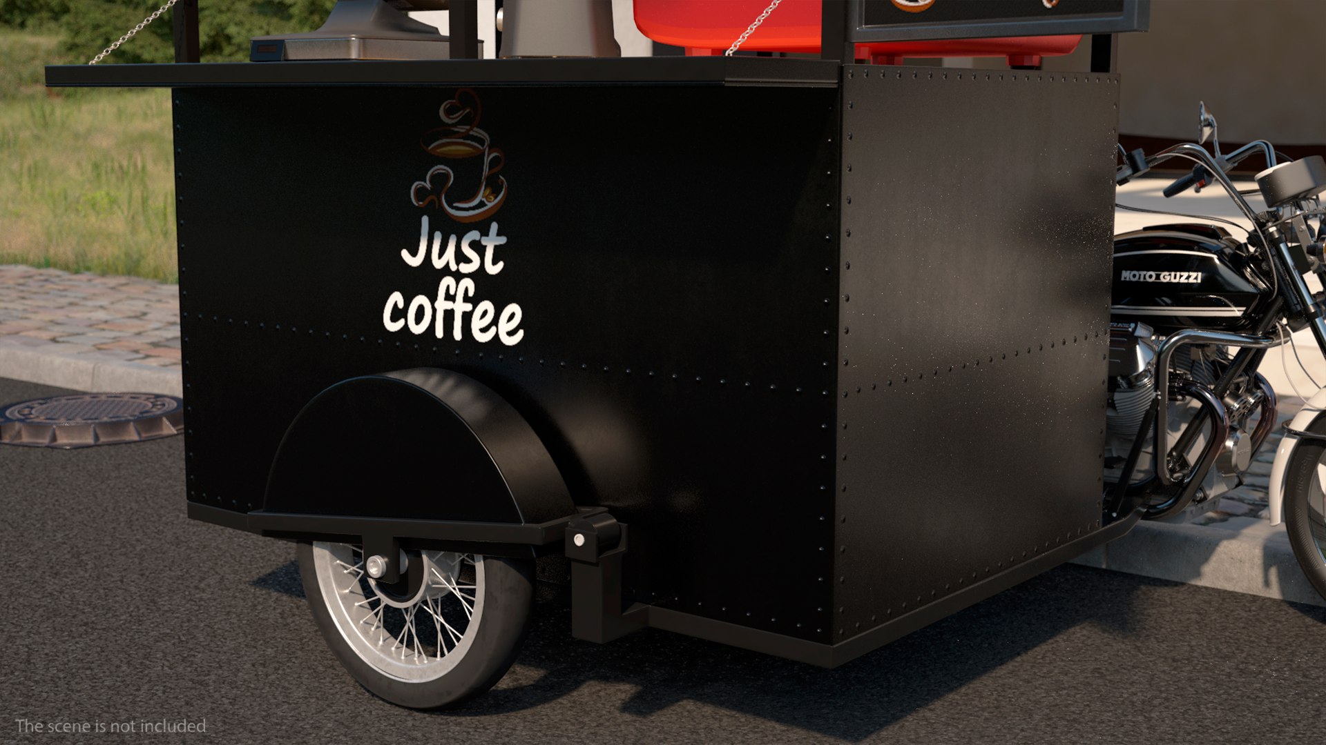 Street Coffee Kiosk with Motorcycle 3D model - TurboSquid 2042703