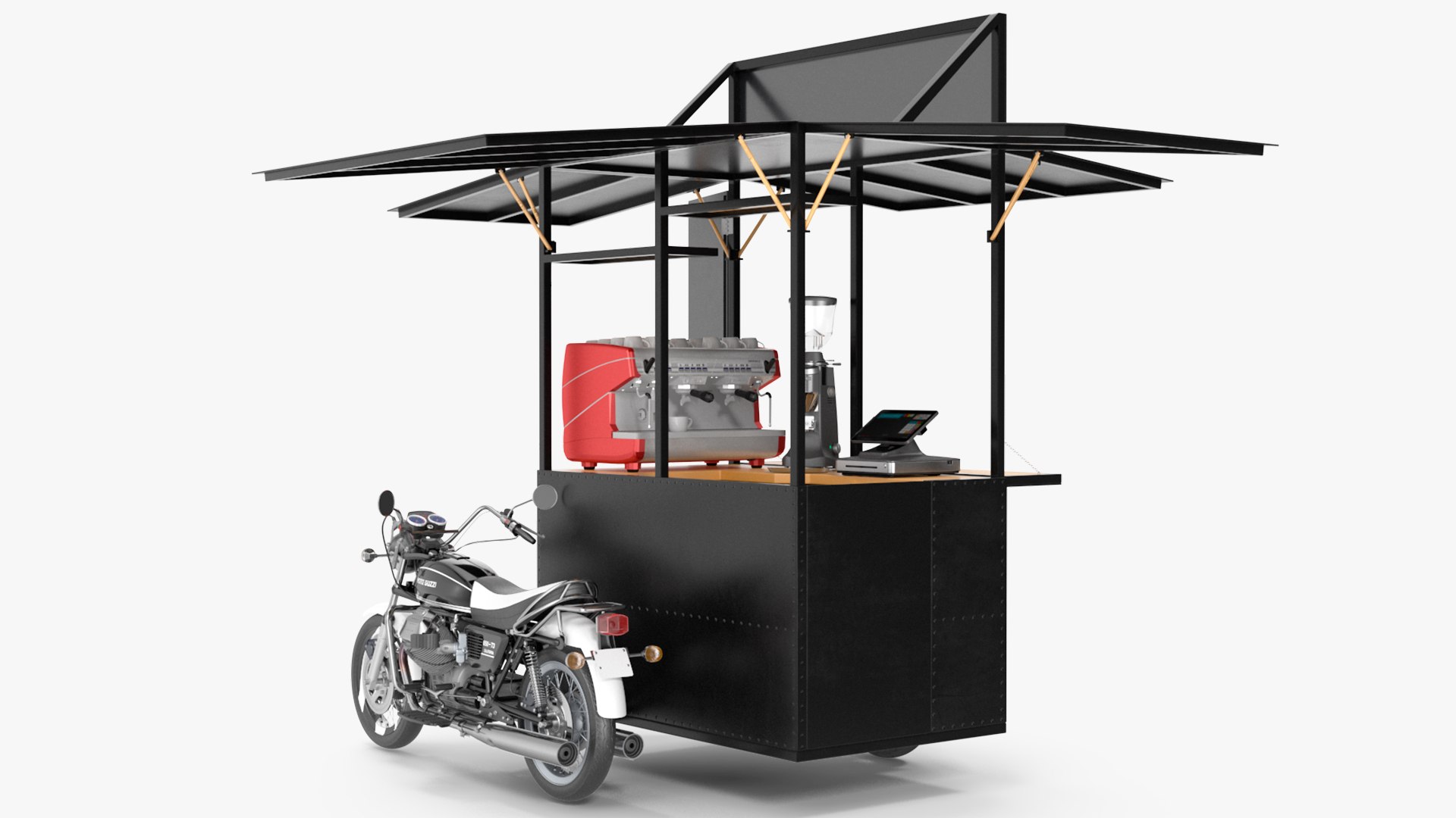 Street Coffee Kiosk with Motorcycle 3D model - TurboSquid 2042703