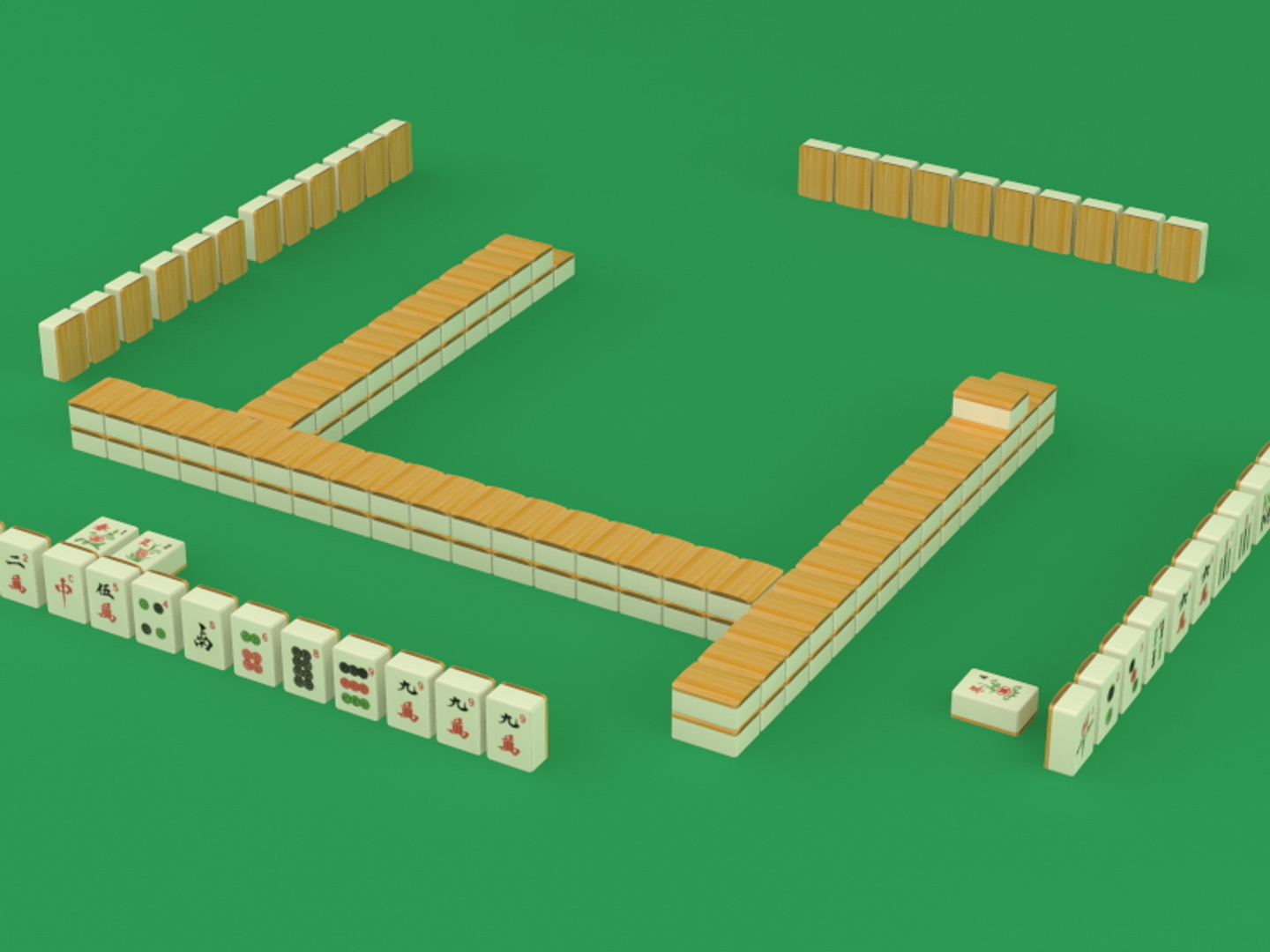 mahjong mahj tile set 3d model