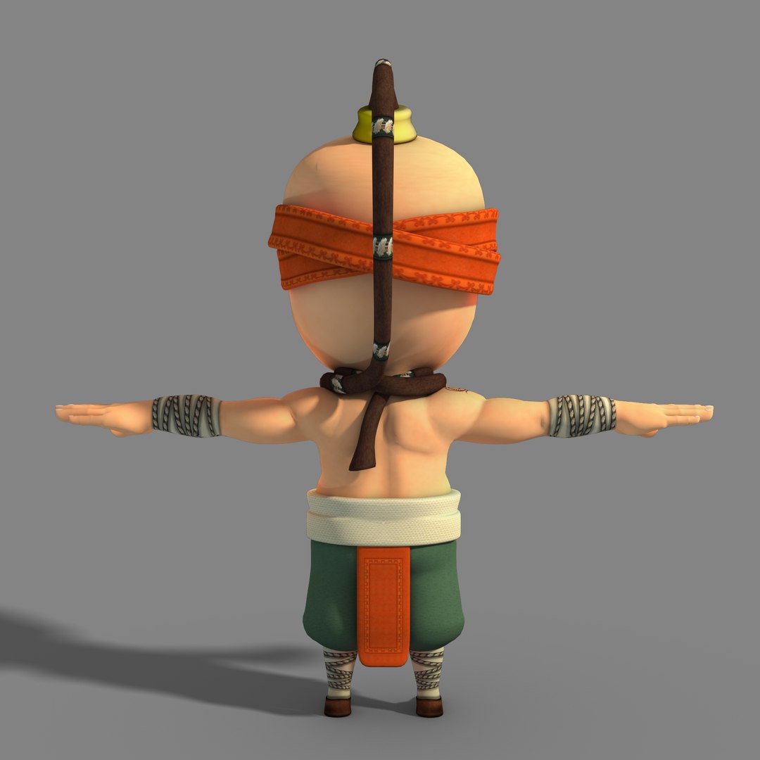 3D Q Version Of Blind Monk Cartoon Blind Monk - TurboSquid 1831212