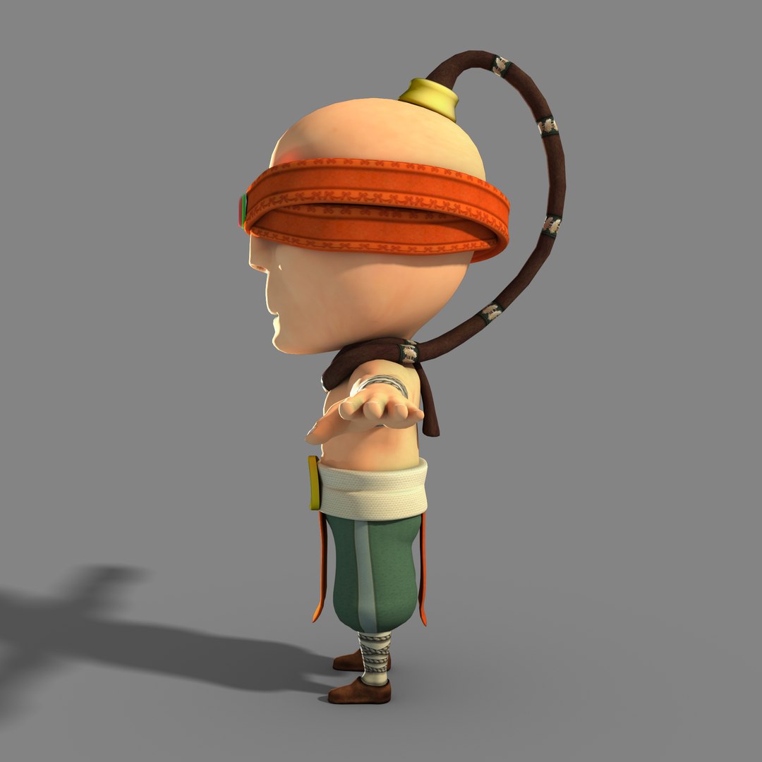3D Q Version Of Blind Monk Cartoon Blind Monk - TurboSquid 1831212
