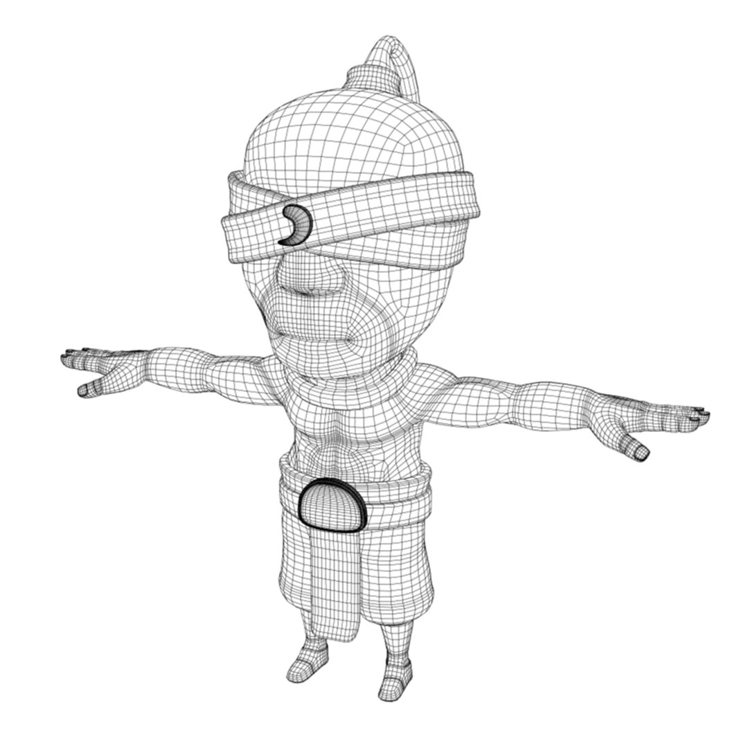 3D Q Version Of Blind Monk Cartoon Blind Monk - TurboSquid 1831212