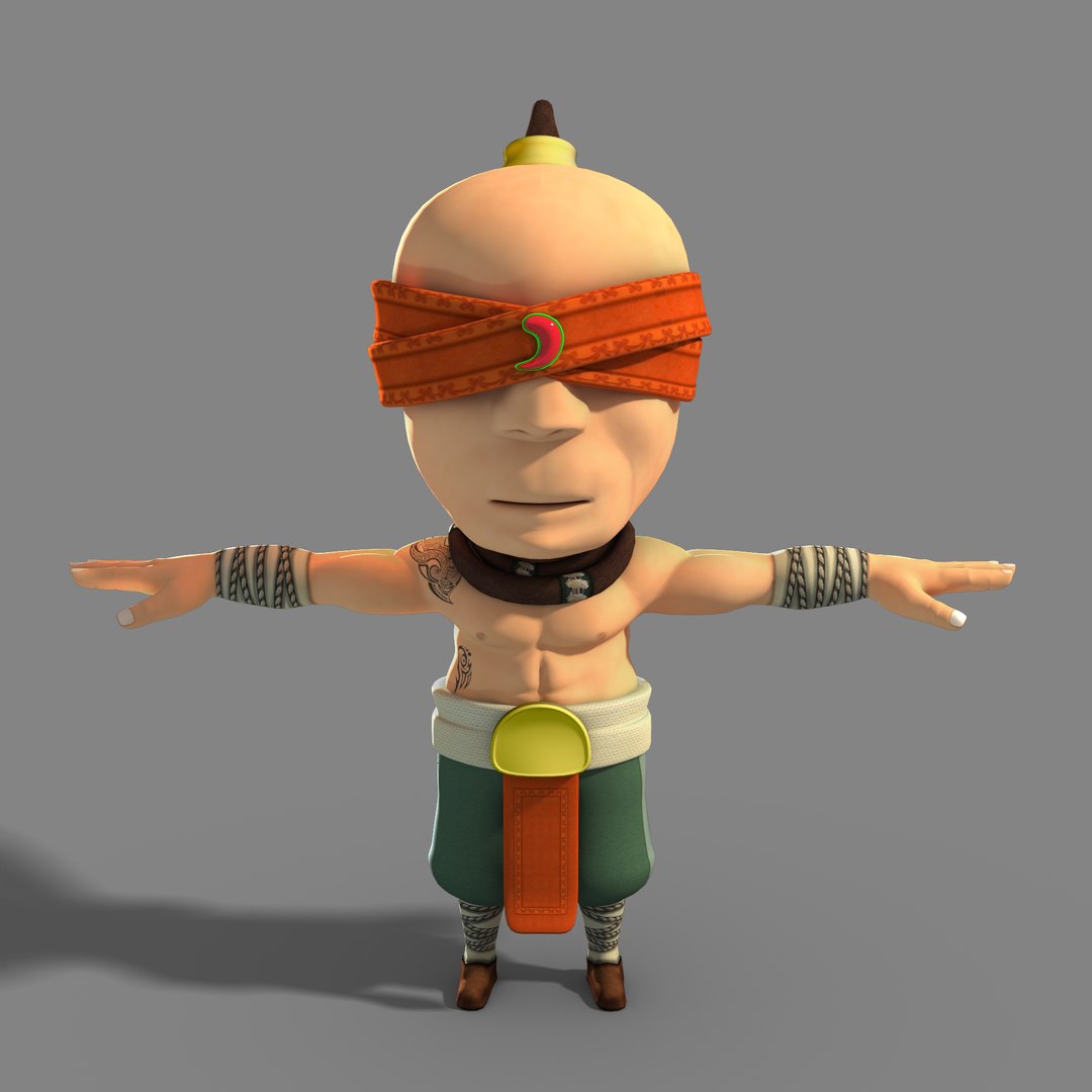 3D Q Version Of Blind Monk Cartoon Blind Monk - TurboSquid 1831212