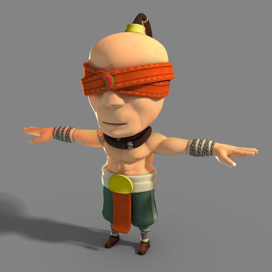 3D Q Version Of Blind Monk Cartoon Blind Monk - TurboSquid 1831212