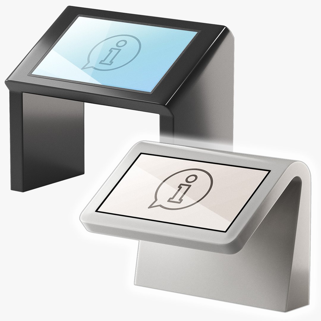 Touch Screen Information Kiosks - Navigation Interactive Desk 3D Model ...