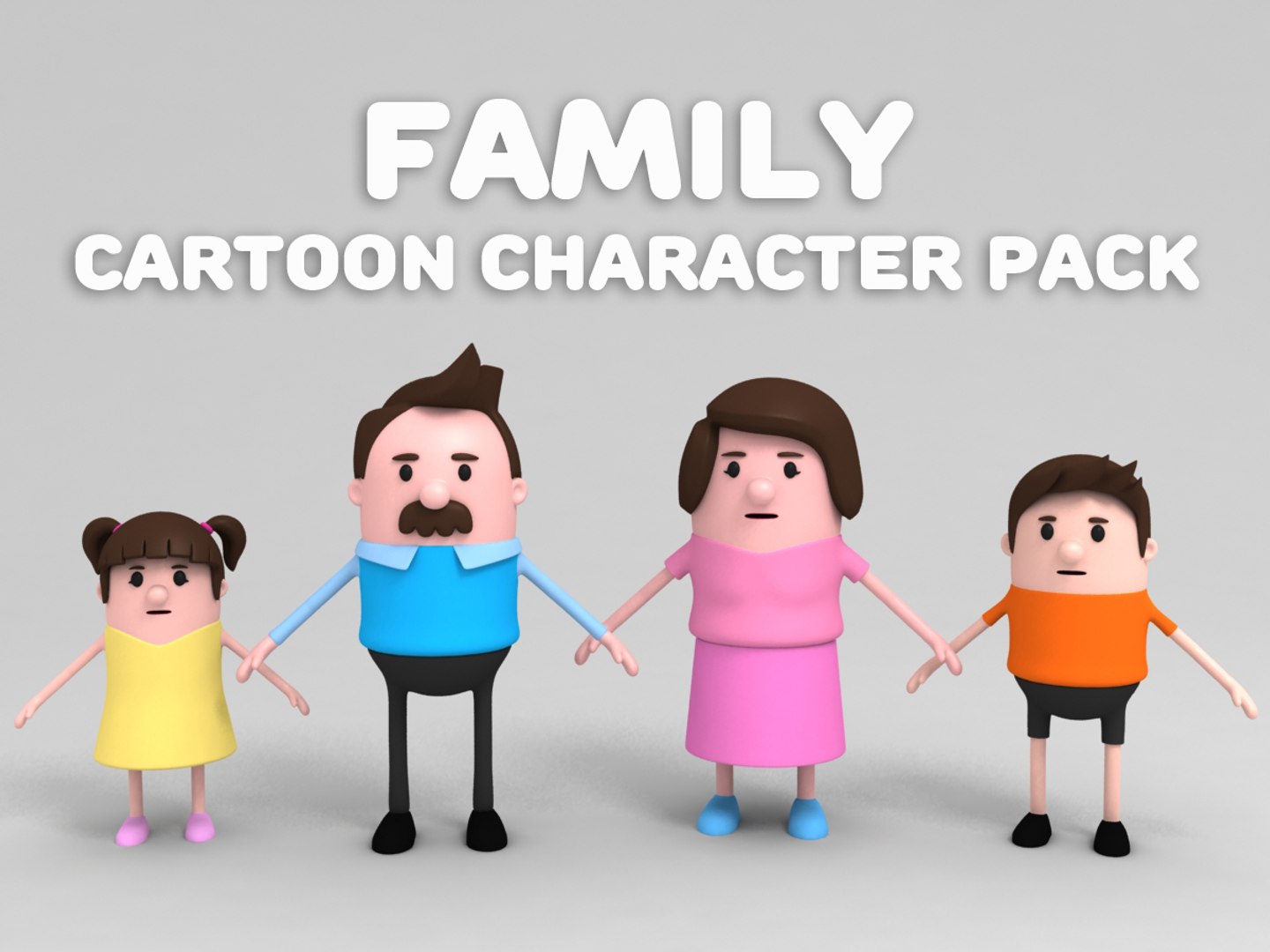 Family character pack model - TurboSquid 1270441