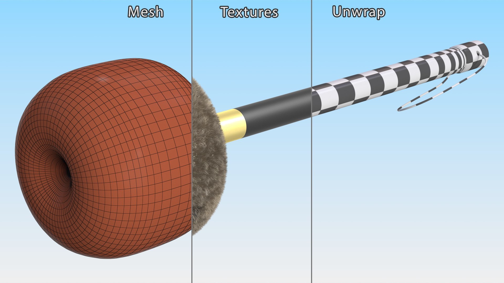 3D Gong Beater Fur - TurboSquid 2180868