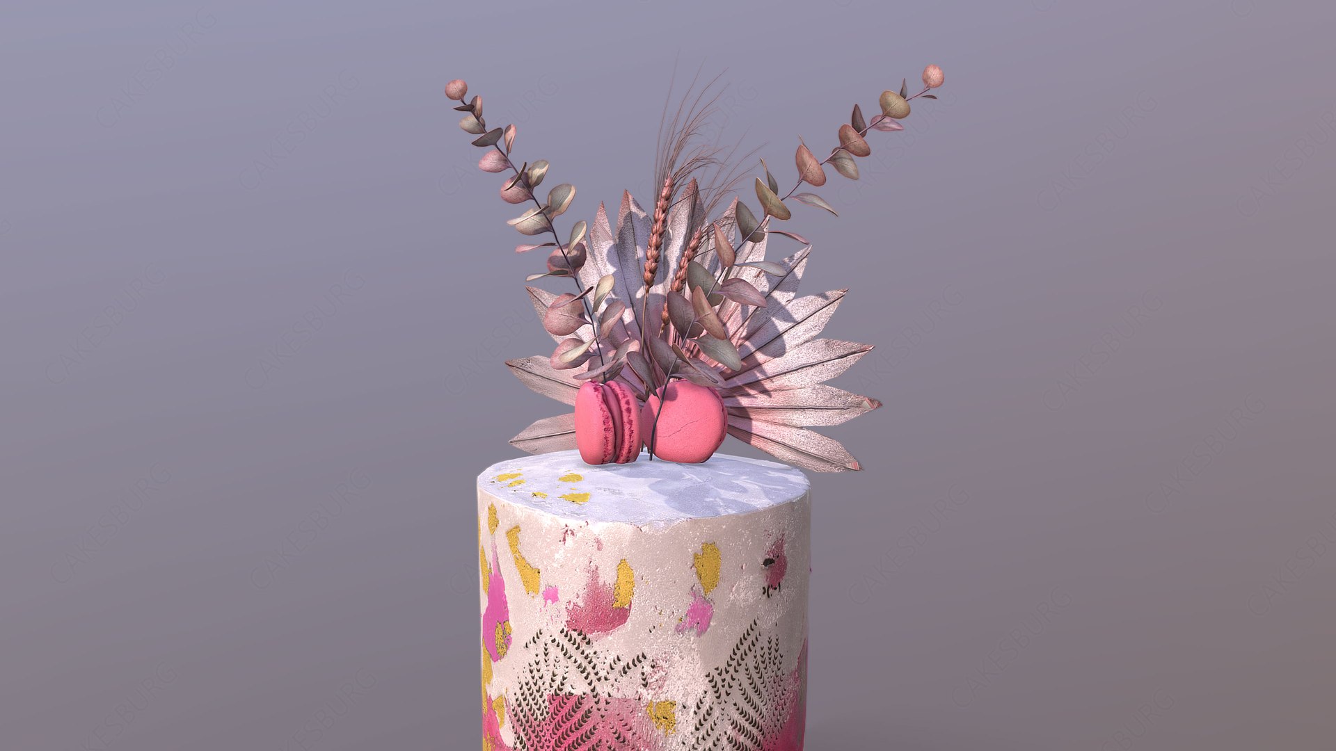 3D Luxury Golden Pink Buttercream Cake - TurboSquid 2022049