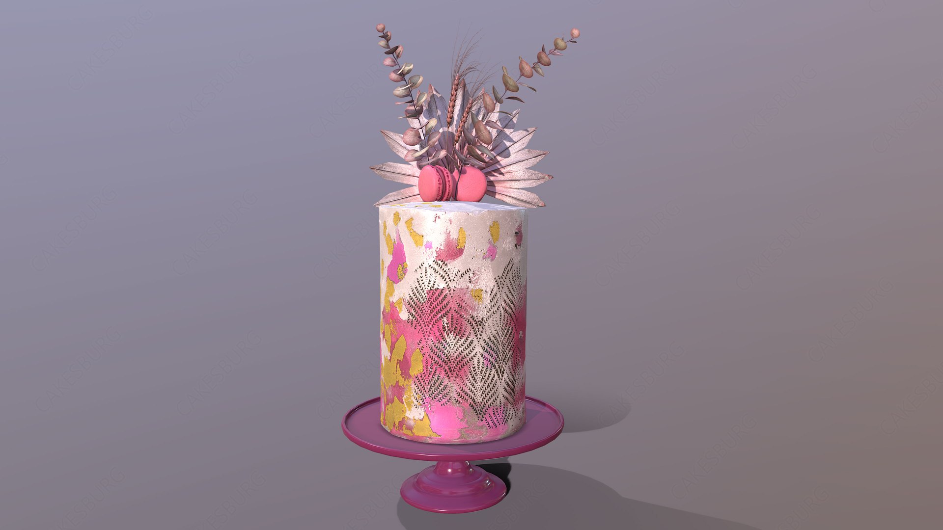 3D Luxury Golden Pink Buttercream Cake - TurboSquid 2022049