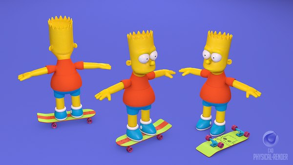 Bart Simpson Character Skateboarding model - TurboSquid 1757548