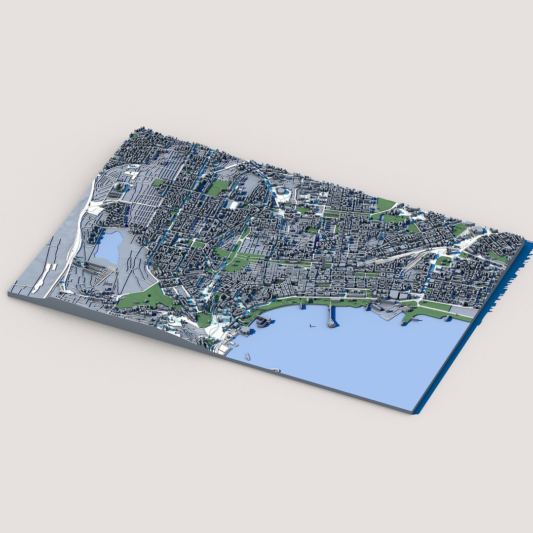 3D Baku Cityscape Azerbaijan 3D Model Caspian Sea Skyline Flame Towers ...