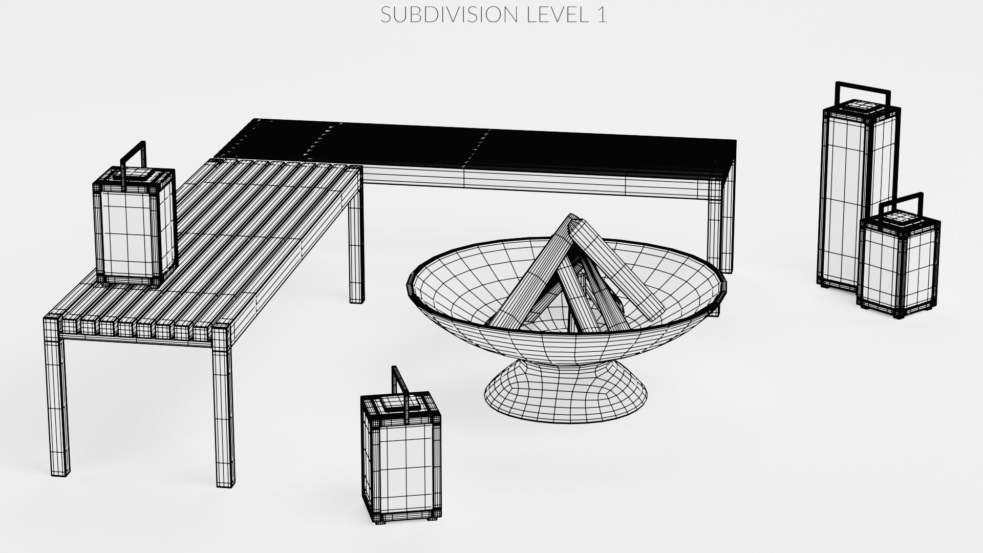Garden Setup 01 Model - TurboSquid 2053631