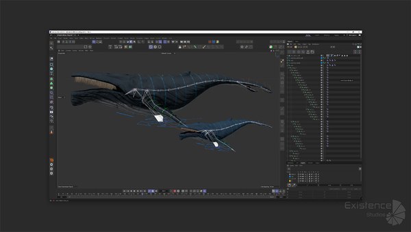 modelo 3d Ballena y cría de ballena - Monstruo animado de criatura ...