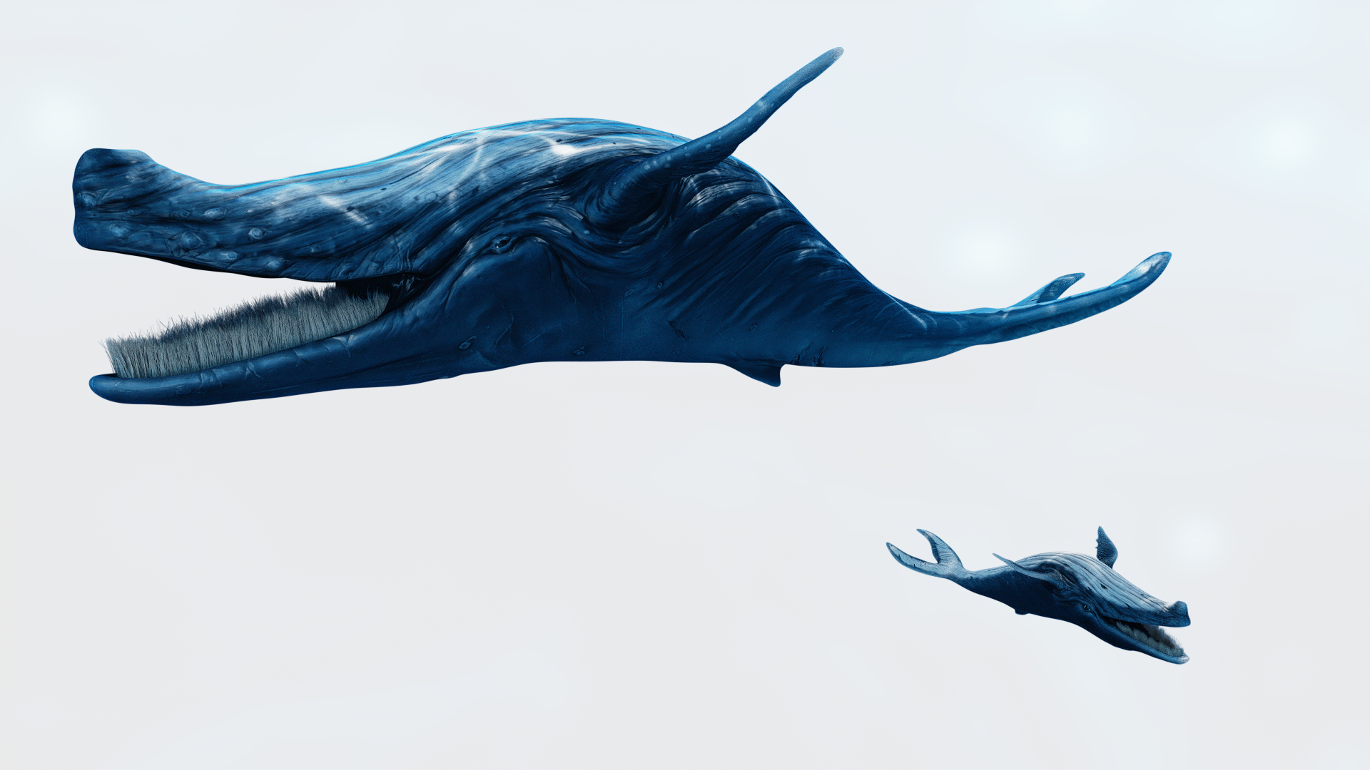 3D Model Whale And Whale Calf - Underwater Creature Animated Monster ...