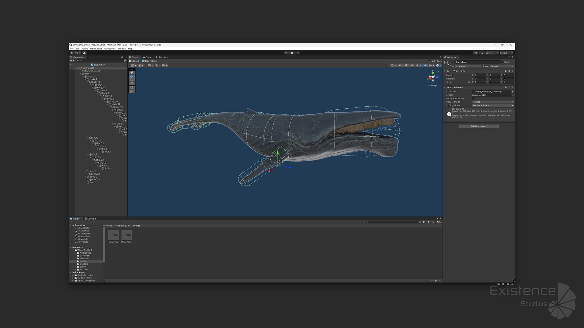 3D Model Whale And Whale Calf - Underwater Creature Animated Monster ...
