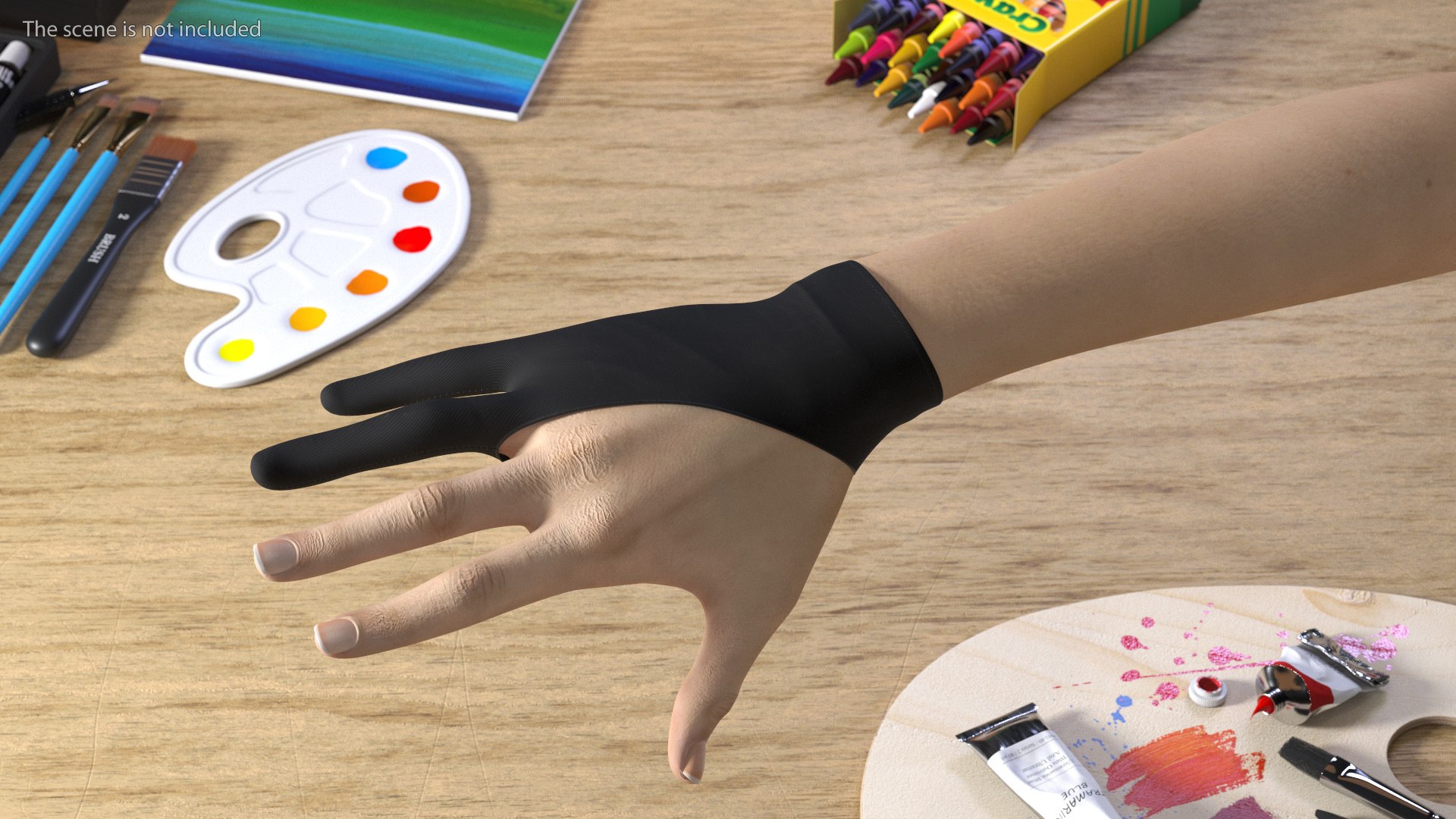 3D Black Artist Glove On Hand Model - TurboSquid 2122360