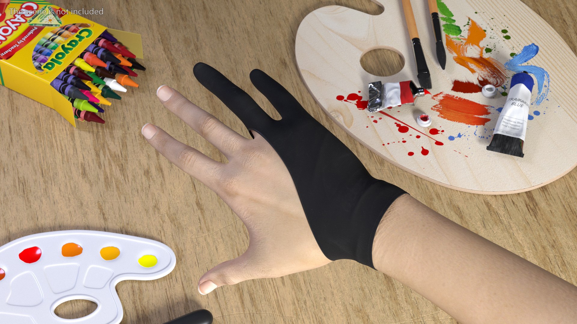 3D Black Artist Glove On Hand Model - TurboSquid 2122360