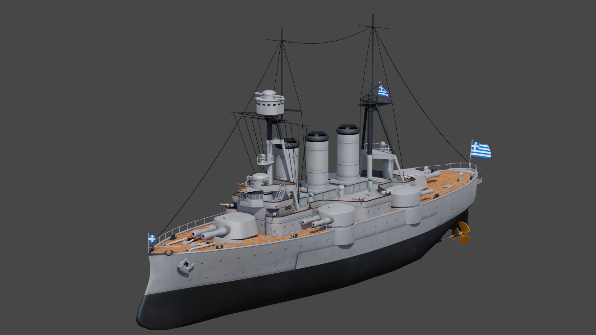 3D Stylized Armoured Cruiser Averof Model - TurboSquid 2090562
